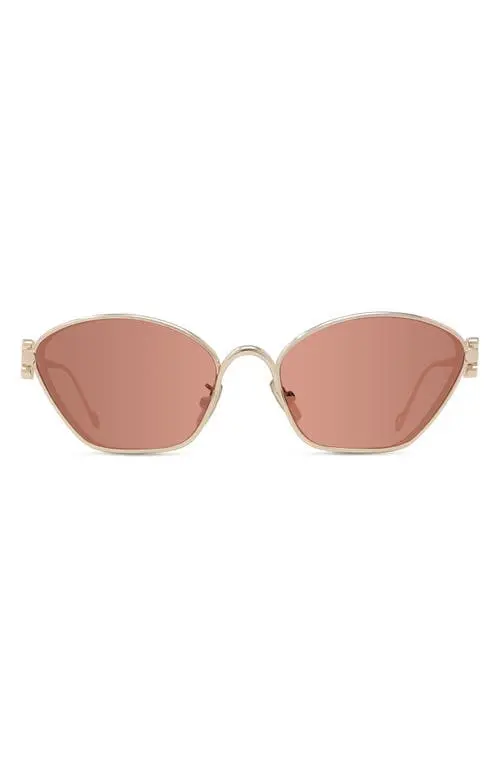 Loewe 57mm Cat Eye Sunglasses - Shiny Rose Gold / Bordeaux