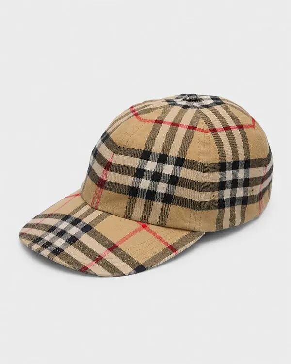 Burberry Vintage Check Cotton Baseball Cap In Archive Beige  display picture 1