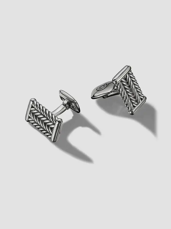 David Yurman Chevron Cufflinks In Sterling 22.8mm - Silver