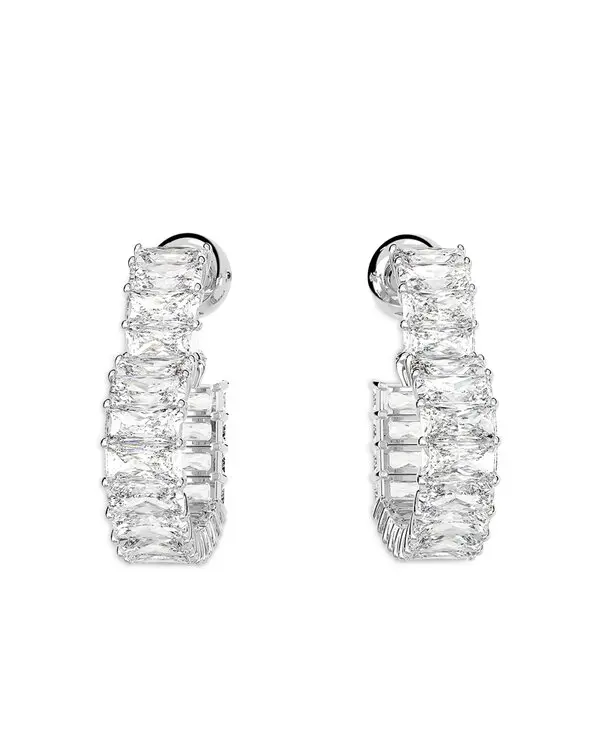 SWAROVSKI Matrix Heart Hoop Earrings - Silver