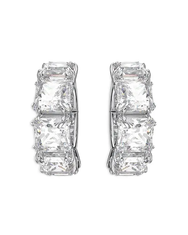 SWAROVSKI Matrix Square Crystal Clip On Hoop Earrings - Silver