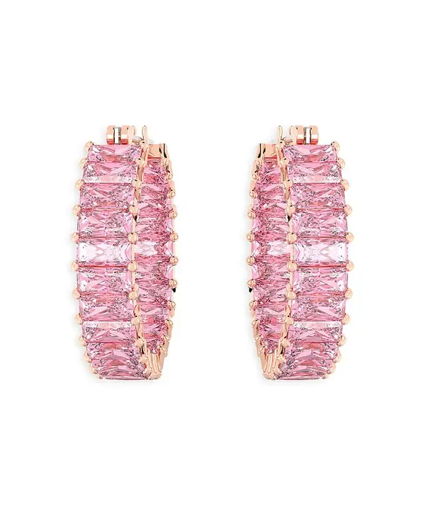 SWAROVSKI Matrix Baguette Crystal Hoop Earrings - Pink