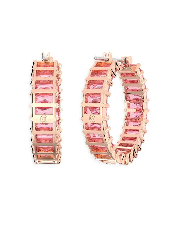 SWAROVSKI Matrix Baguette Crystal Hoop Earrings - Pink