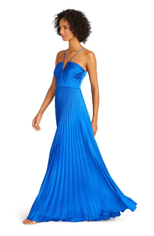 Monique Lhuillier Pleated Satin Gown