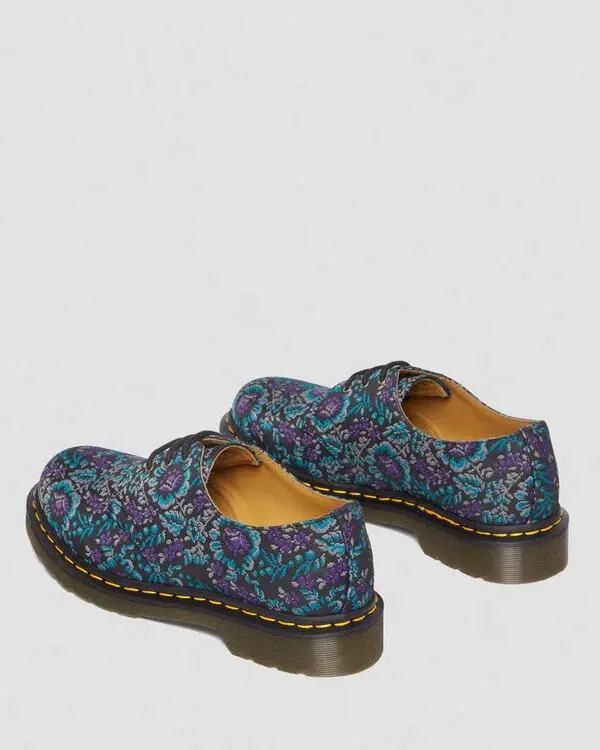 Dr. Martens 1461 Floral Jacquard Oxord Shoes In Black,Purple,Blue