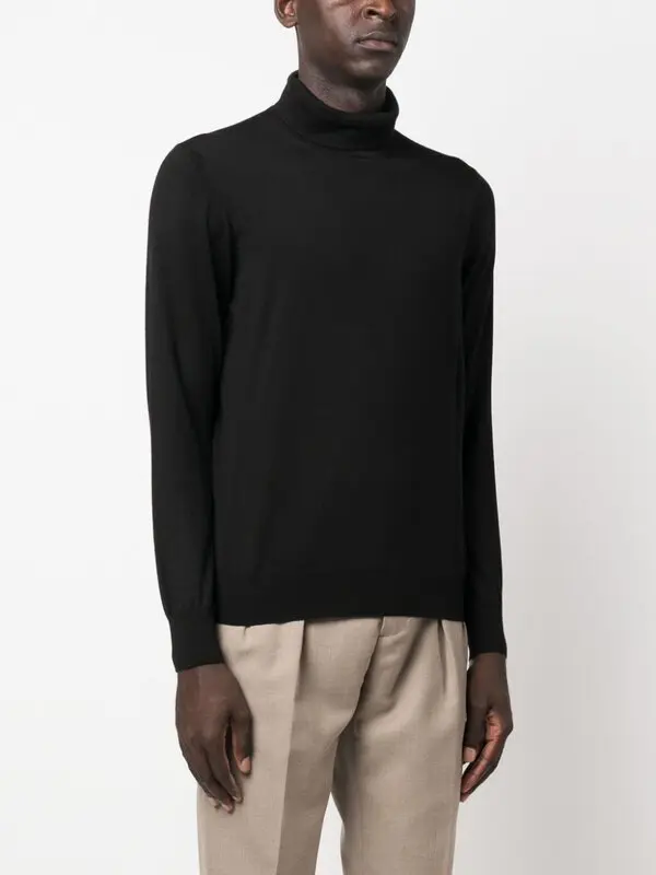 LARDINI Roll-neck Knitted Jumper - Black