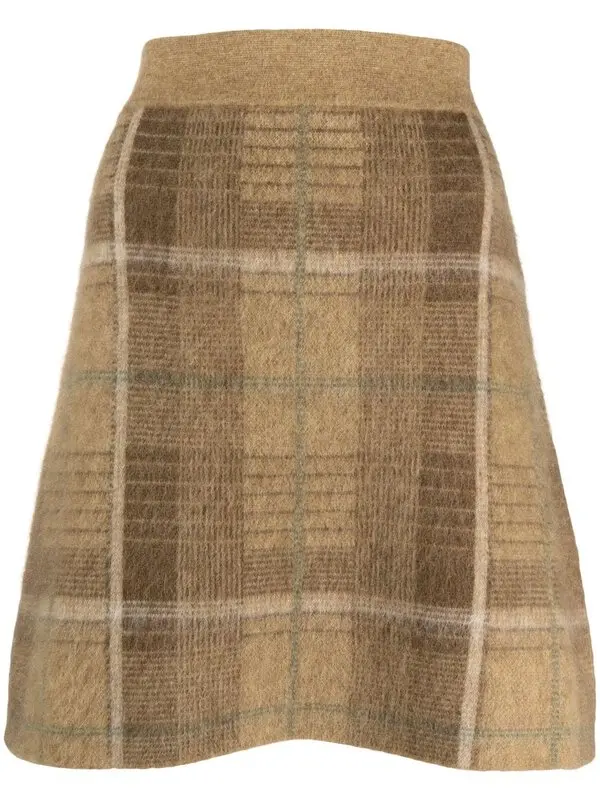 Polo Ralph Lauren Checked Intarsia-knit Skirt