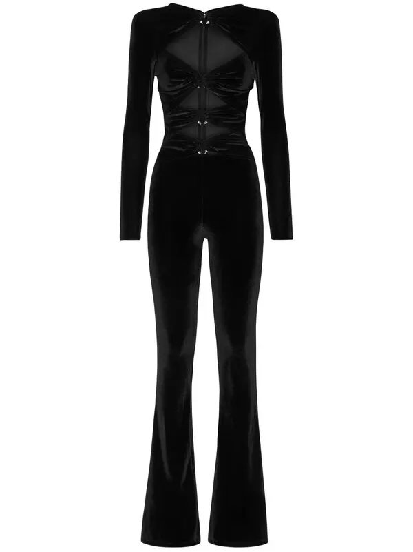 Philipp Plein Cut-out Velvet Jumpsuit - Black