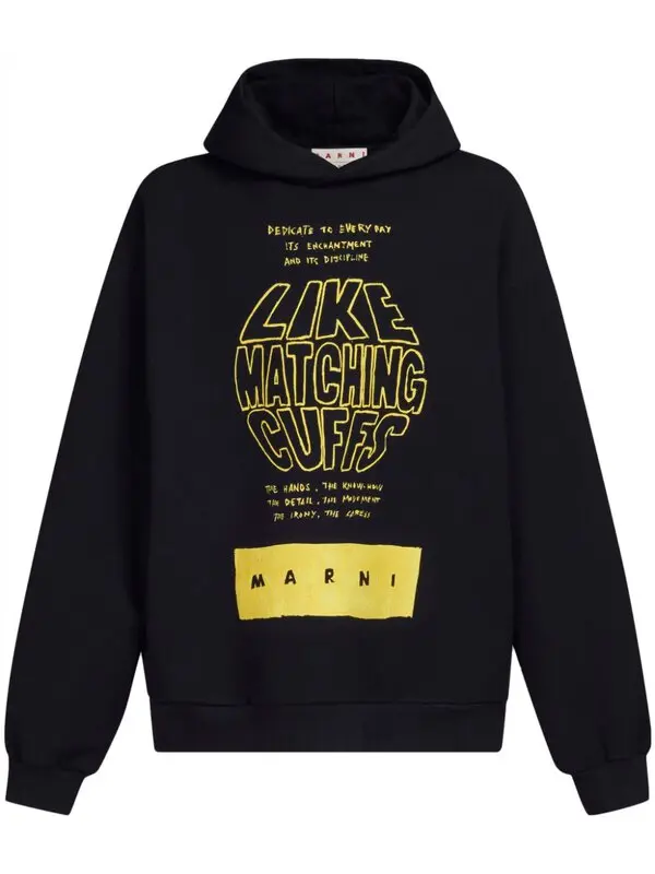 Marni Slogan-print Cotton Hoodie - Black