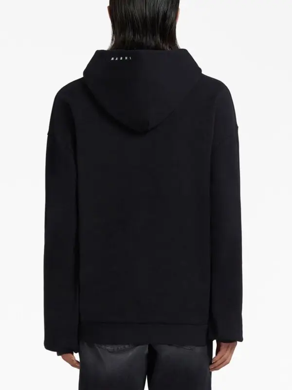 Marni Slogan-print Cotton Hoodie - Black