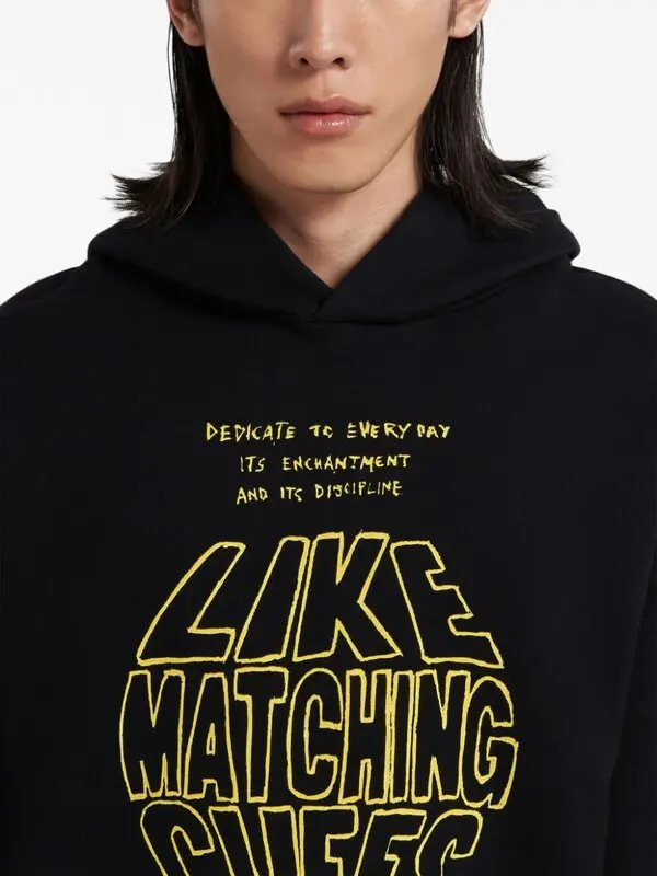 Marni Slogan-print Cotton Hoodie - Black