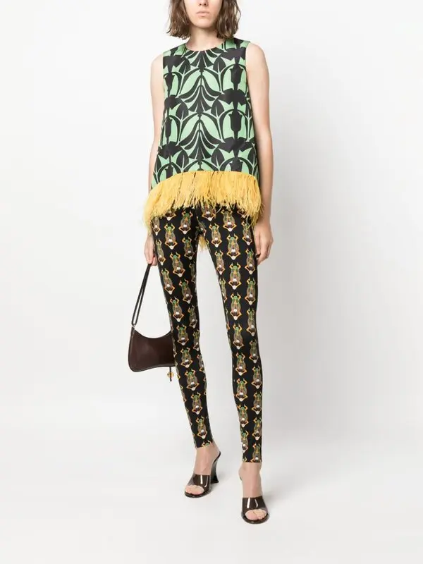 La DoubleJ Graphic-print Elasticated-waist Leggings - Black