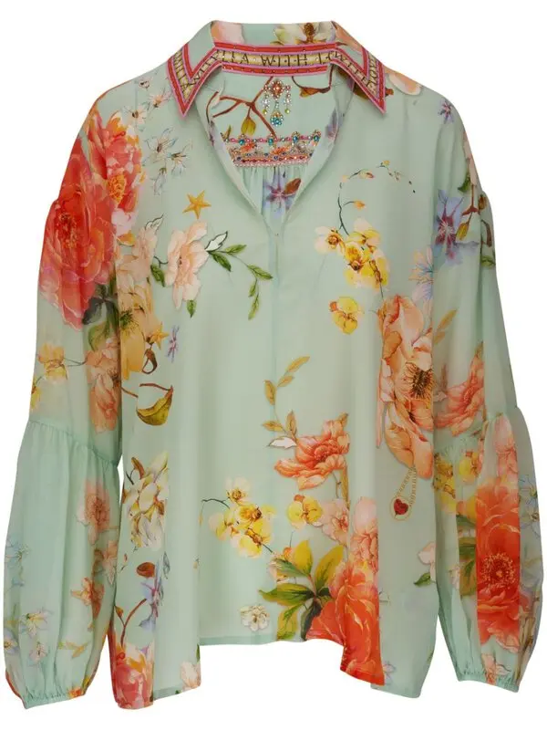 Camilla Floral-print Silk Blouse - Multicolour