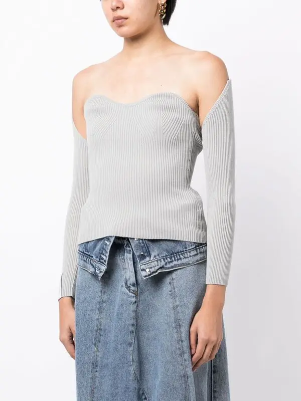 Rokh Ribbed-knit Bustier-style Top