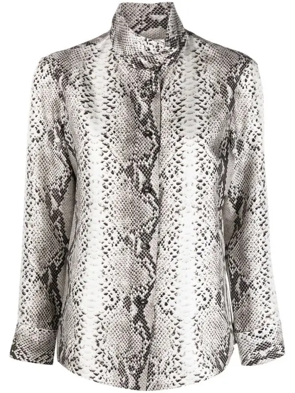 Alberto Biani Snakeskin Print Silk Shirt