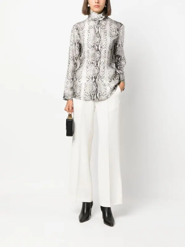 Alberto Biani Snakeskin Print Silk Shirt