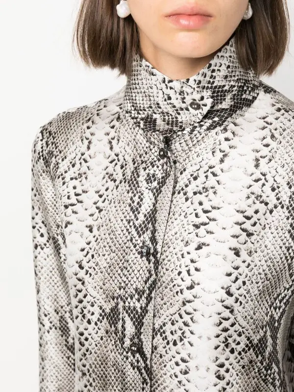 Alberto Biani Snakeskin Print Silk Shirt
