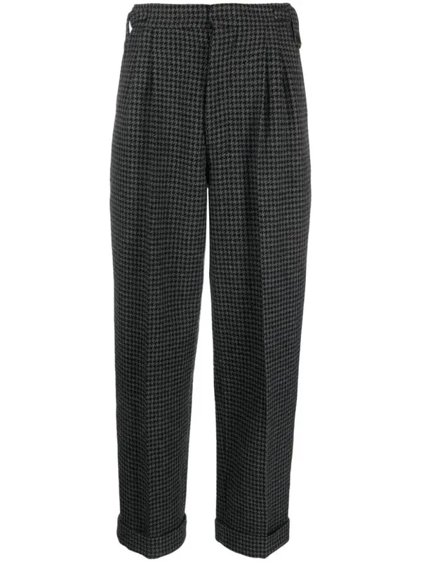 Nanushka Houndstooth-pattern Cropped Trousers - Black