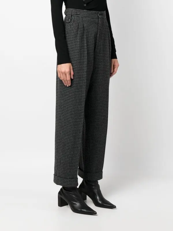 Nanushka Houndstooth-pattern Cropped Trousers - Black