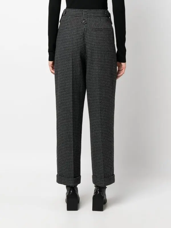 Nanushka Houndstooth-pattern Cropped Trousers - Black