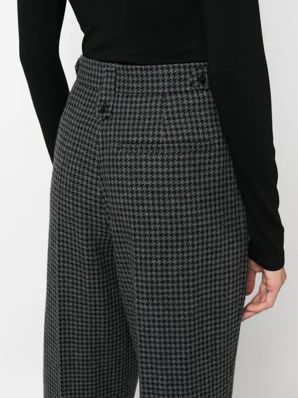 Nanushka Houndstooth-pattern Cropped Trousers - Black