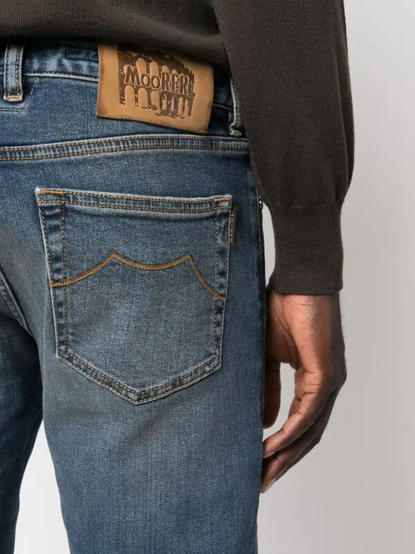 MOORER Stonewashed Mid-rise Jeans