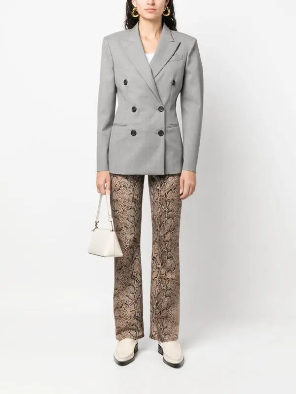 ARMARIUM Notched Lapels Double-breasted Blazer - Grey