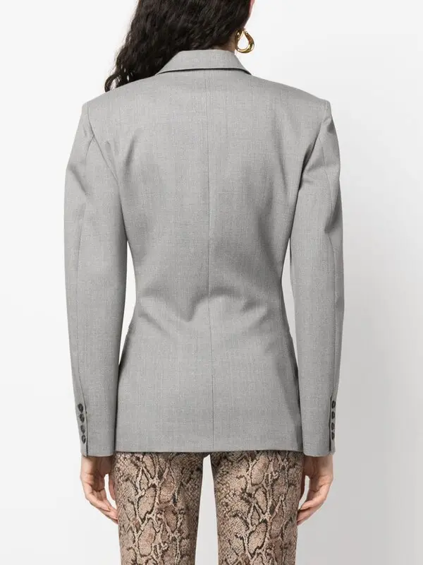 ARMARIUM Notched Lapels Double-breasted Blazer - Grey