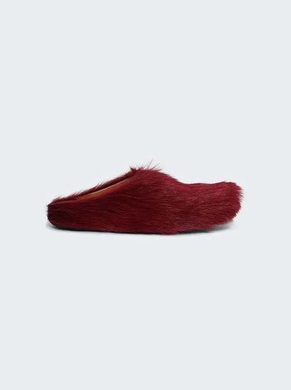 Marni Long-hair Calfskin Fussbett Sabot Shoes - Red