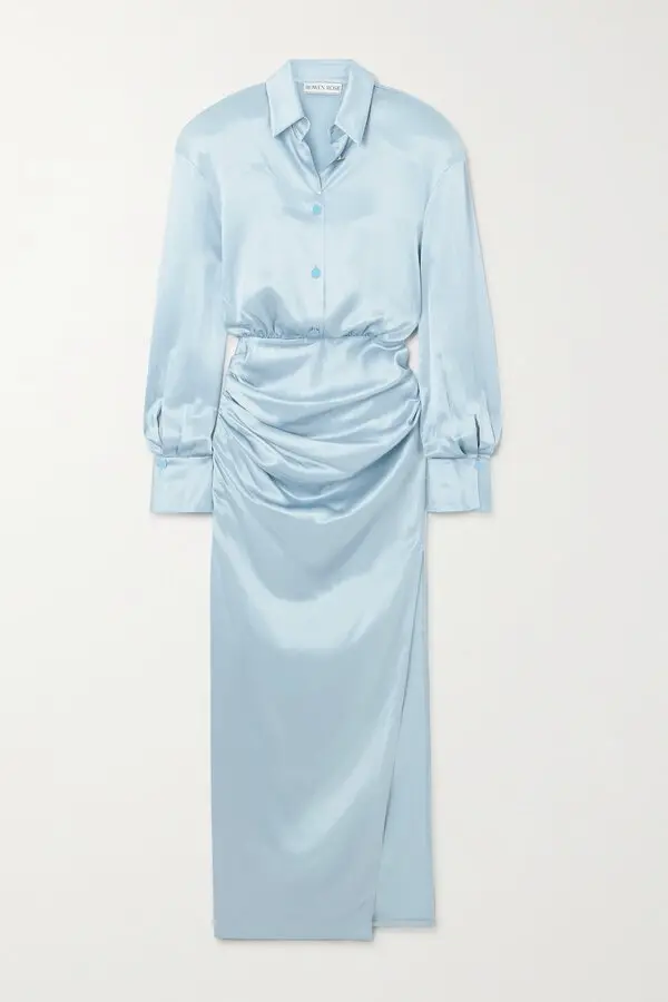 ROWEN ROSE Draped Silk-satin Maxi Dress