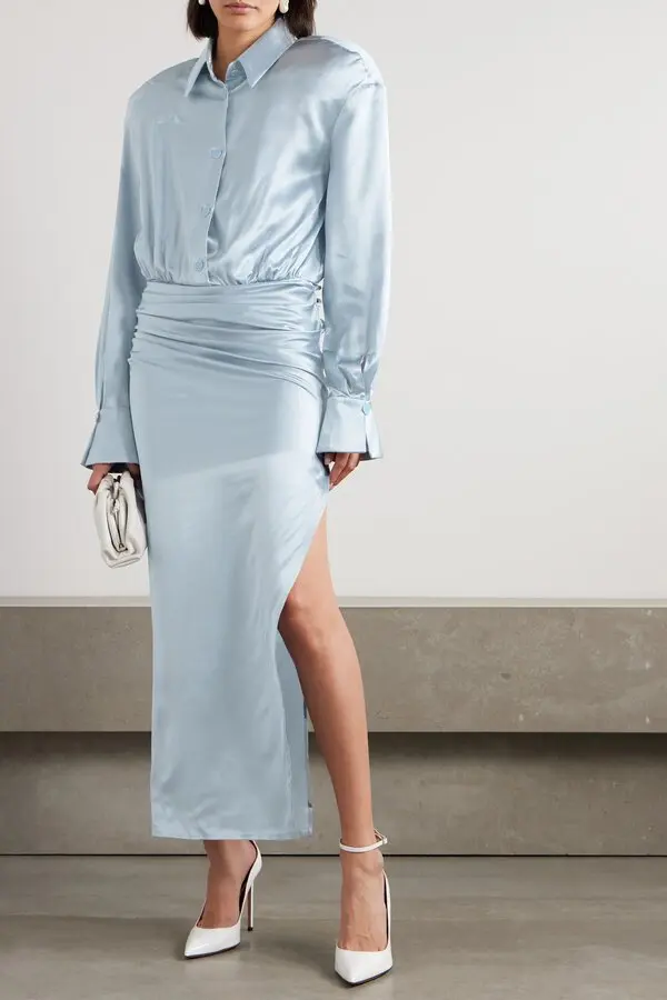 ROWEN ROSE Draped Silk-satin Maxi Dress