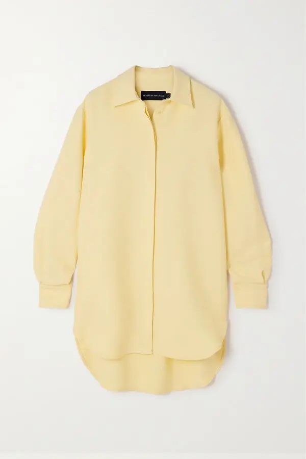 Brandon Maxwell The Phillippa Wool And Silk-blend Crepe Mini Shirt Dress - Yellow