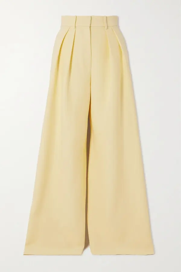 Brandon Maxwell The Holland Wool-blend Crepe Wide-leg Pants - Yellow