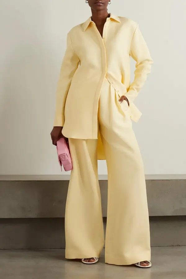Brandon Maxwell The Holland Wool-blend Crepe Wide-leg Pants