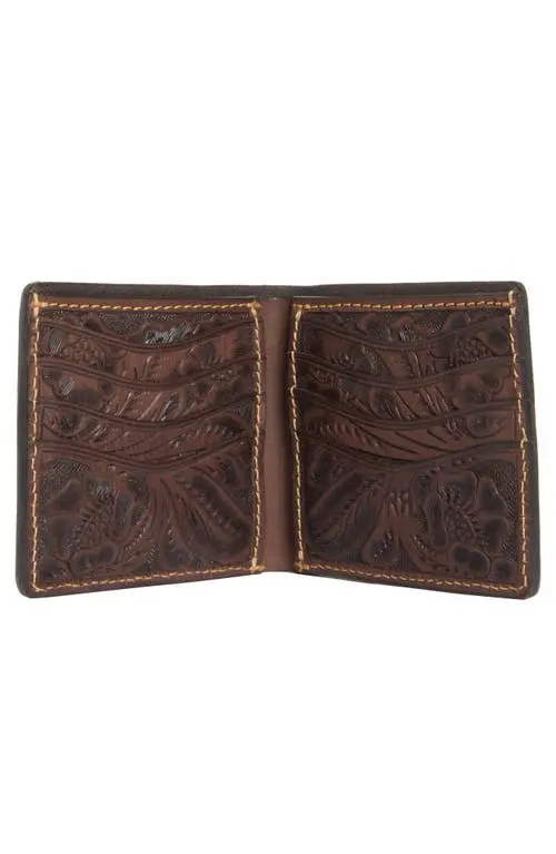 Double Rl Hand Tooled Leather Wallet