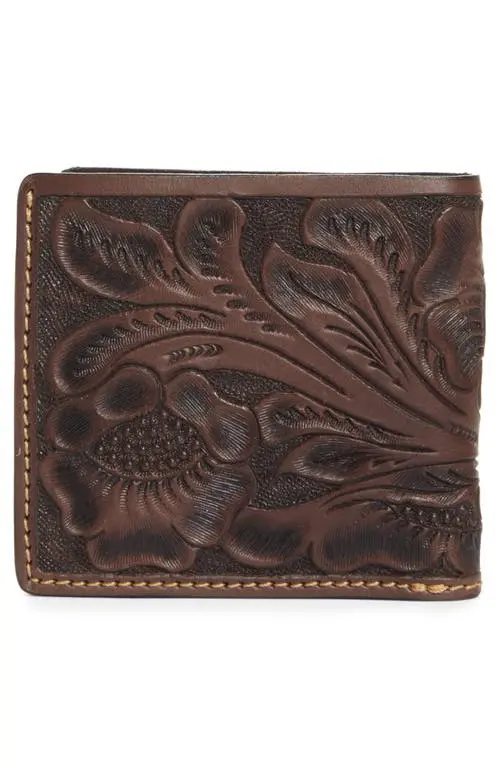 Double Rl Hand Tooled Leather Wallet