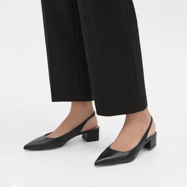 Theory Slingback Leather Pumps - Black
