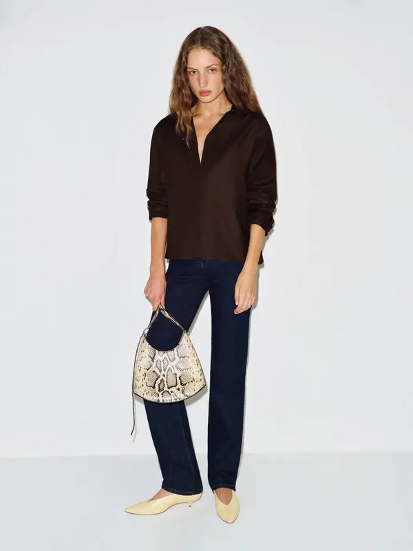 REFORMATION Andy Oversized Shirt - Brown