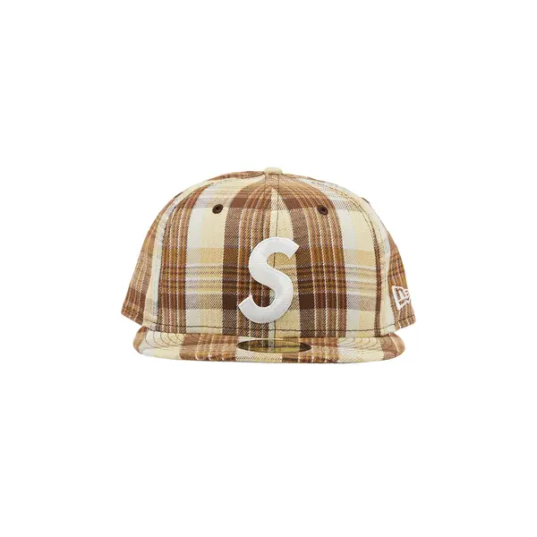 Supreme Metallic Plaid S Logo New Era - Brown | Editorialist