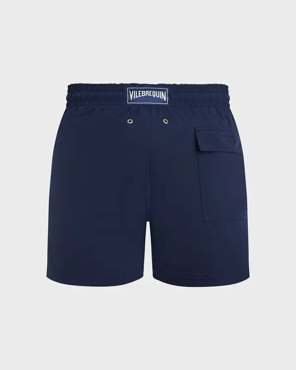 Vilebrequin Stretch Swim Trunks Solid Swimwear Monrise - Blue