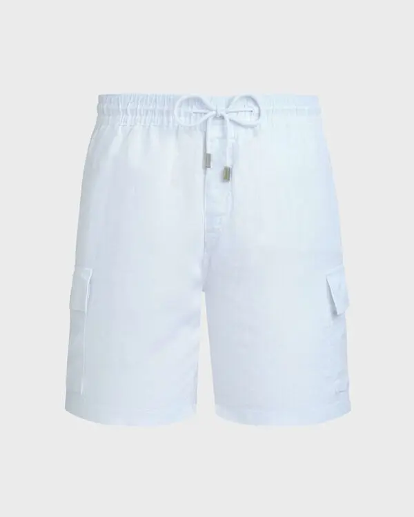 Vilebrequin Linen Bermuda Cargo Shorts - White