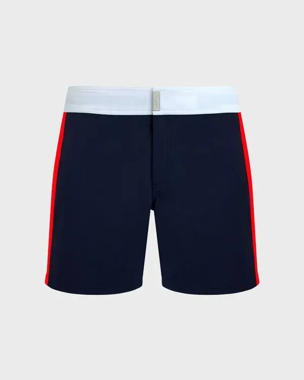 Vilebrequin Merle Stretch Swim Trunks With Flat Belt - Blue
