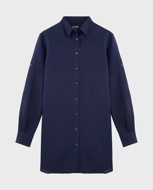 Vilebrequin Fragance Solid Linen Shirt Dress - Blue