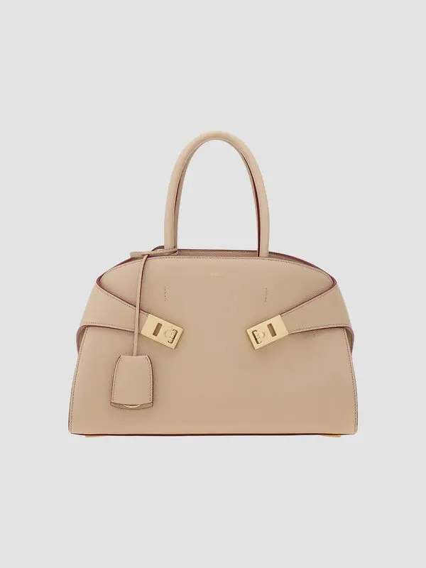 FERRAGAMO Hug Top-handle Bag - Stone