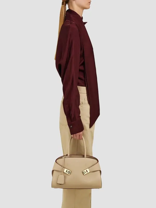 FERRAGAMO Hug Top-handle Bag - Stone