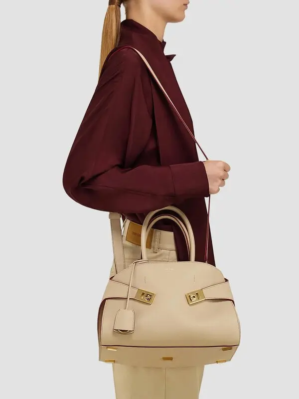 FERRAGAMO Hug Top-handle Bag - Stone
