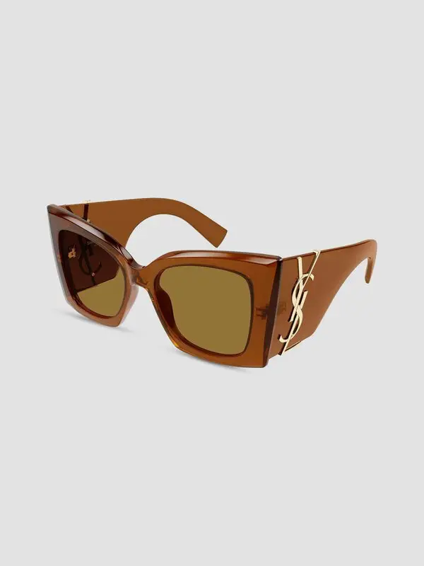 Saint Laurent Monogram Acetate 54mm Blaze Rectangular Sunglasses - Brown