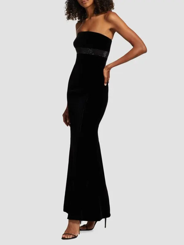 Giorgio Armani Crystal-embellished Velvet Strapless Gown