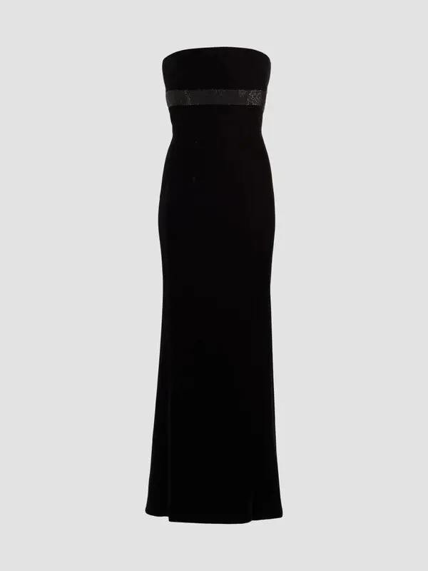 Giorgio Armani Crystal-embellished Velvet Strapless Gown - Printed