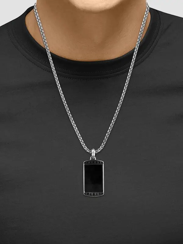 Saks Fifth Avenue Collection Collection Sterling Silver, Black Spinel, & Onyx Pendant Necklace